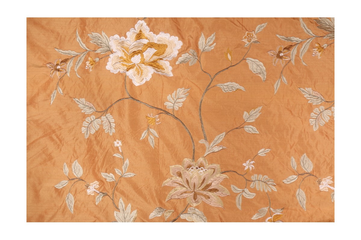 Claridge Elizabeth Embroidered Poly Taffeta Decorator Fabric in Spice