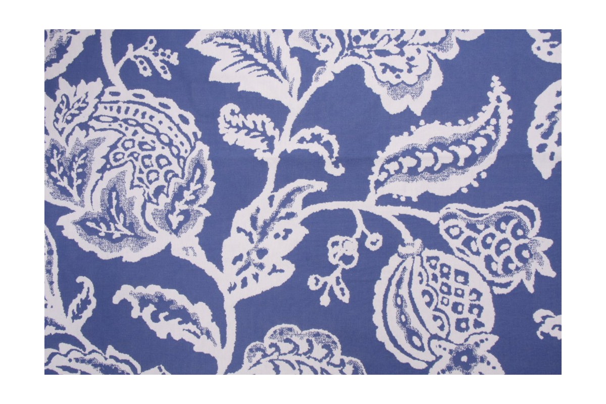 Robert Allen Jacobean Toss Cotton Upholstery Fabric in Indigo