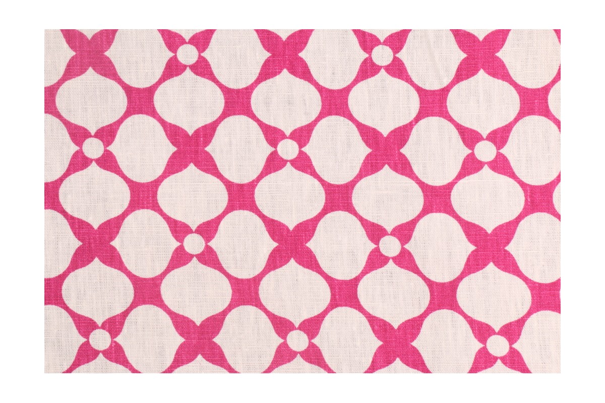 Santa Rosa Printed Linen Drapery Fabric in Raspberry