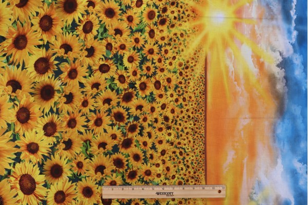 5 Yards Timeless Treasures Sunflower Sunset Panel Printed Cotton Craft ...