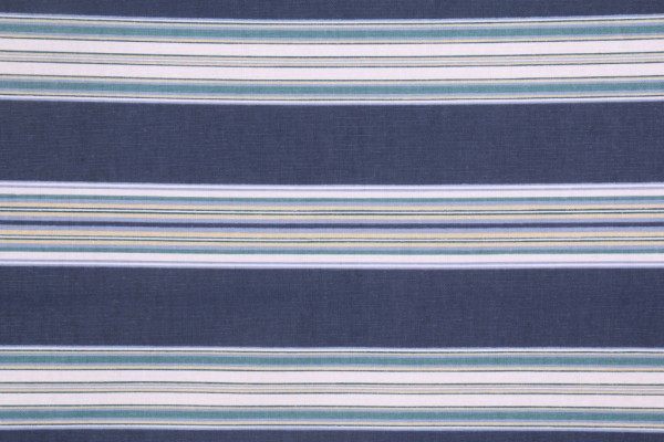 Robert Allen Ren Stripe RR Printed Cotton Drapery Fabric in Indigo
