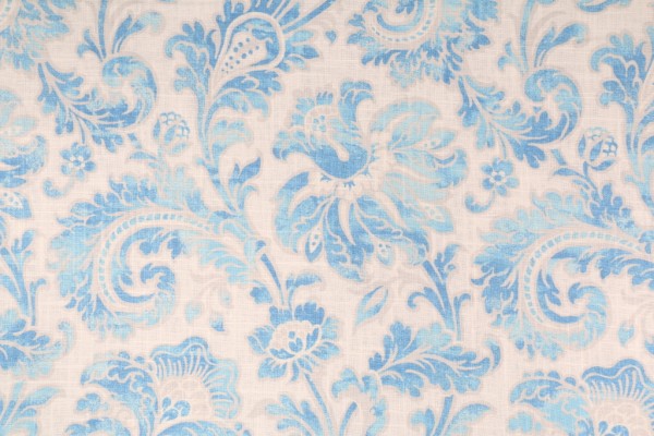 Boxtree - Cliffside in Matisse Blue Printed Linen Blend Drapery Fabric ...