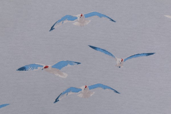 Vilber 36045 Birds Spanish Printed Cotton Drapery Fabric in Blue