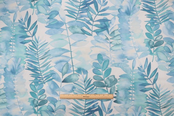 Kaufmann Bay Breeze Printed Cotton Drapery Fabric in Island Blue