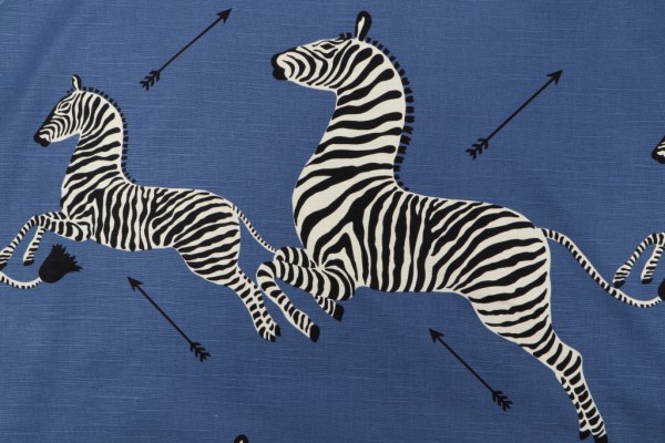 Scalamandre Zebras Printed Drapery Fabric in Denim