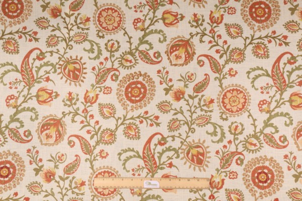 Sama - Cliffside in Spice Printed Linen Blend Drapery Fabric by Mill Creek