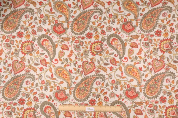 Chauncey - Cliffside in Coral Printed Linen Blend Drapery Fabric by ...