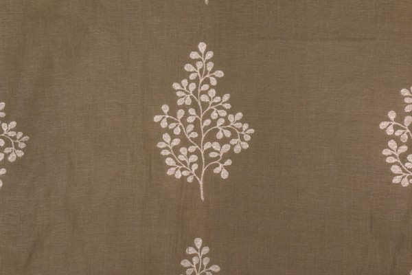 2 Yards Embroidered Linen Drapery Fabric