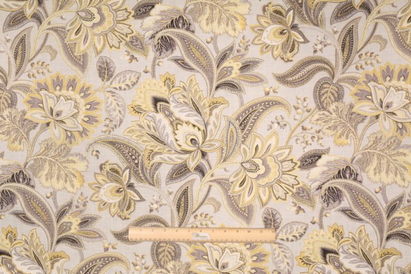 Mill Creek Valdosta - Cliffside Printed Linen Drapery Fabric in Gold Dust